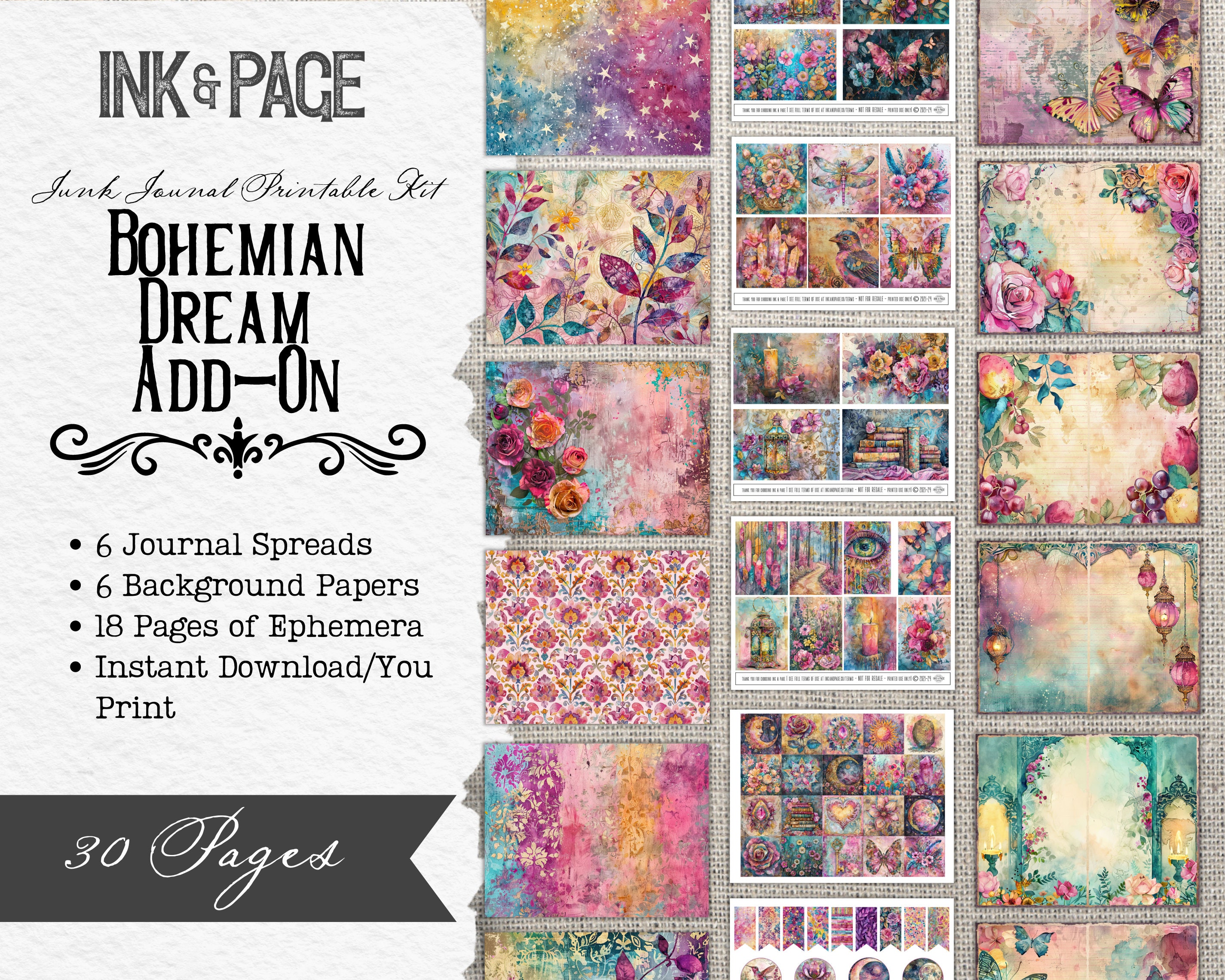 Bohemian Dream Junk Journal Printable Ephemera Digital Pockets ...