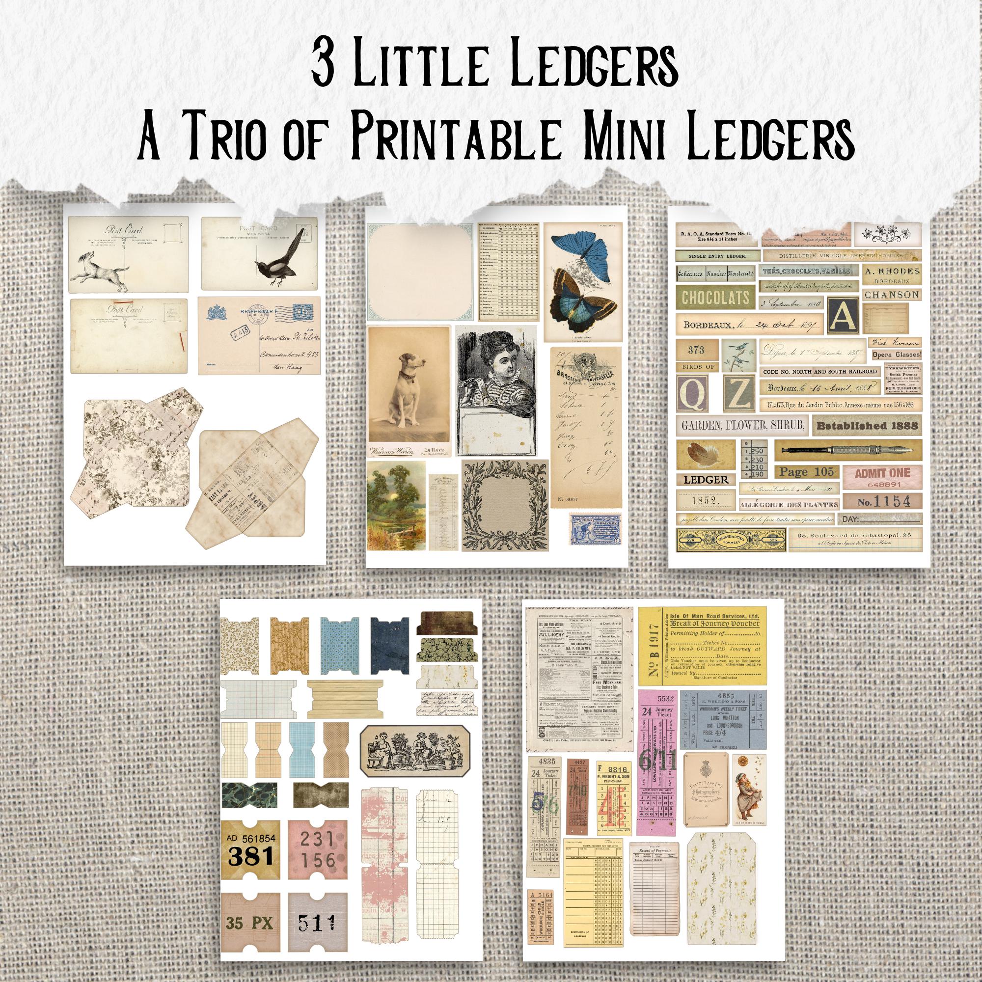 3 Little Ledgers | Printable Mini Ledger Junk Journal Kit | DIY Ledger ...