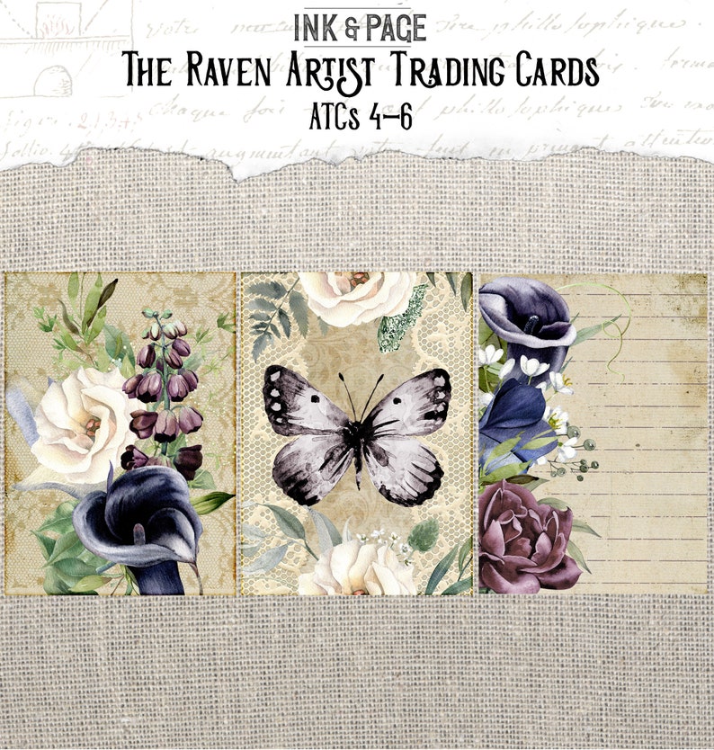The Raven Printable Atcs Gothic Artist Trading Cards Dark - Etsy