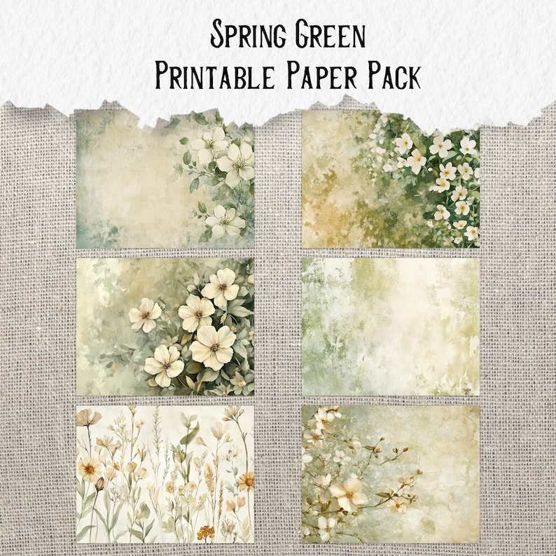 Spring Green Printable Paper Pack Grungy Gothic Digital Download Junk ...