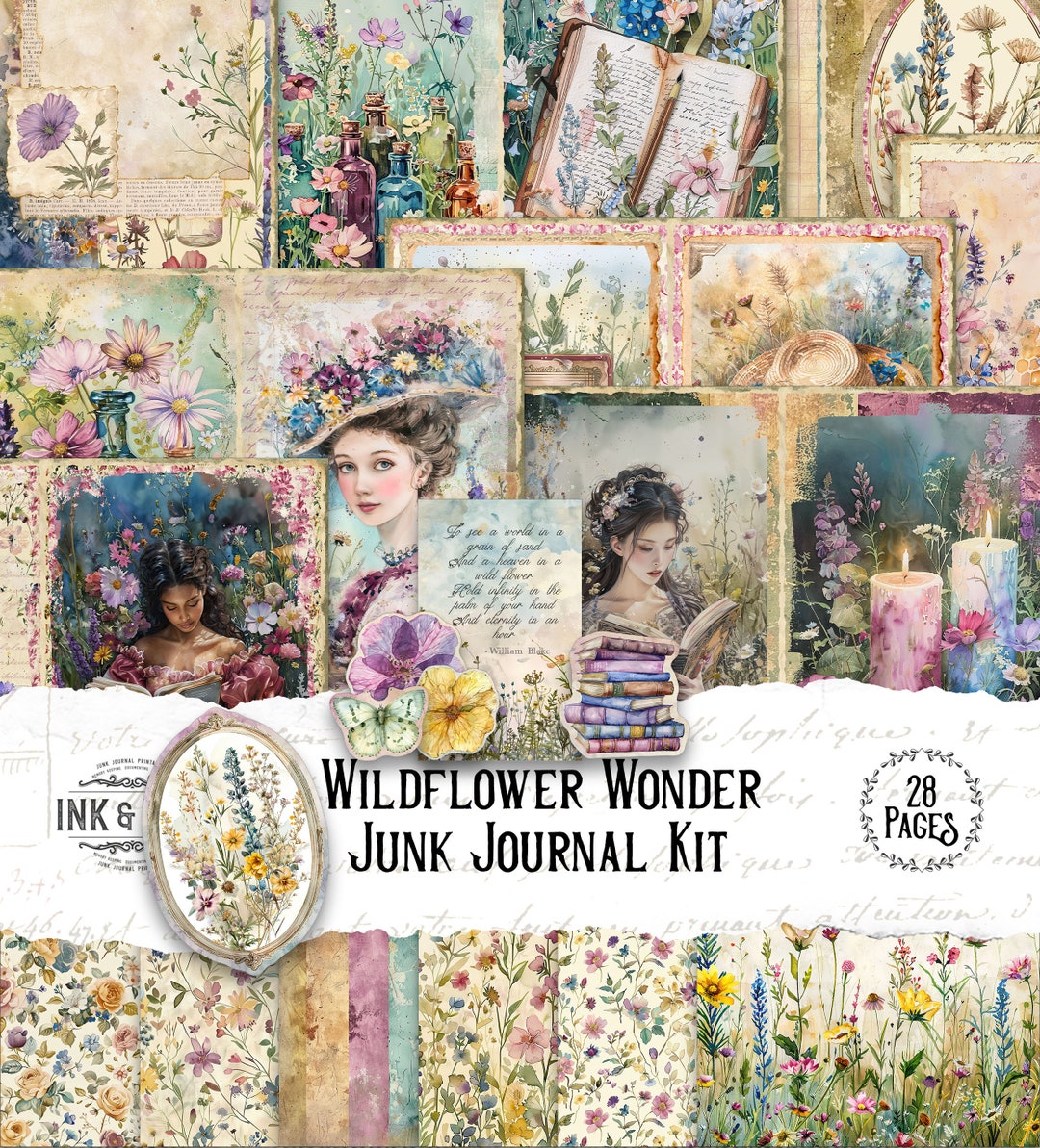 Wildflower Wonder Junk Journal Printable Botanical Ephemera Garden ...