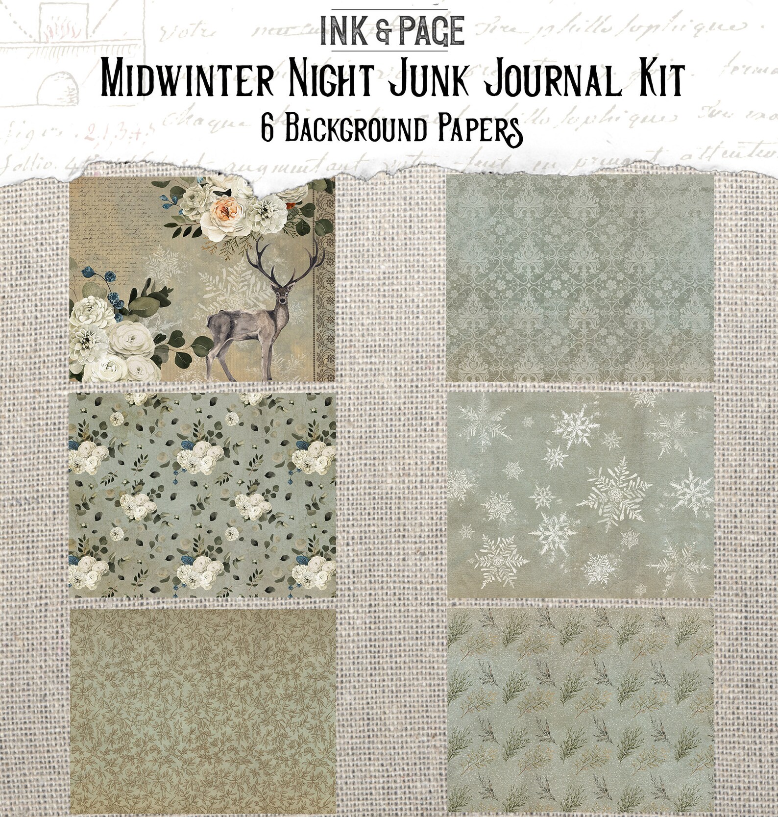 Printable Winter Junk Journal Kit Forest vintage Digital | Etsy