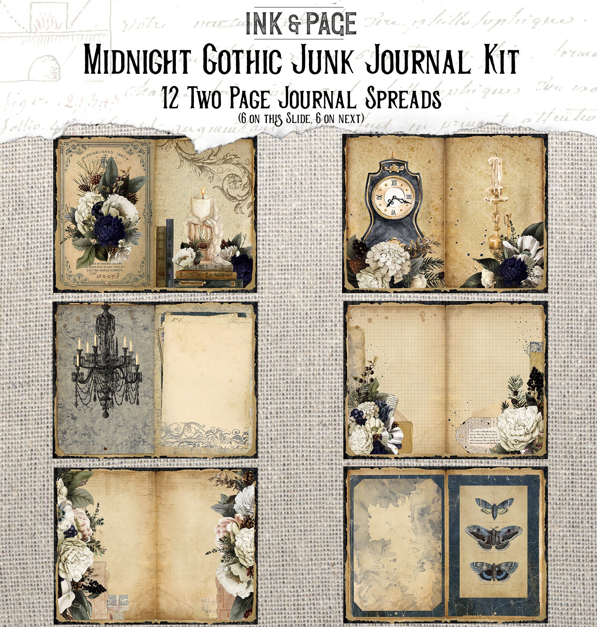 Midnight Gothic Printable Junk Journal Kit, Vintage Ephemera, Dark ...