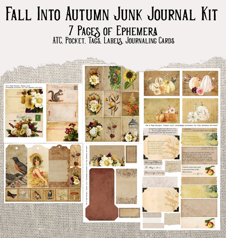 Fall Into Autumn Printable Junk Journal Kit Pumpkins Autumn - Etsy