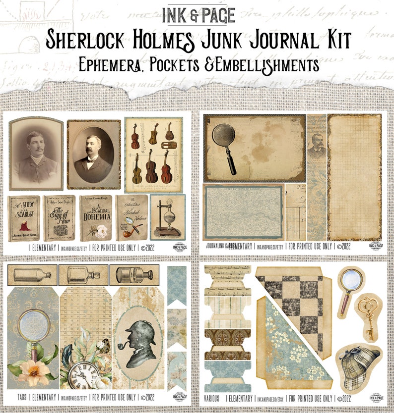 Sherlock Holmes Junk Journal Printable Kit Vintage Detective - Etsy
