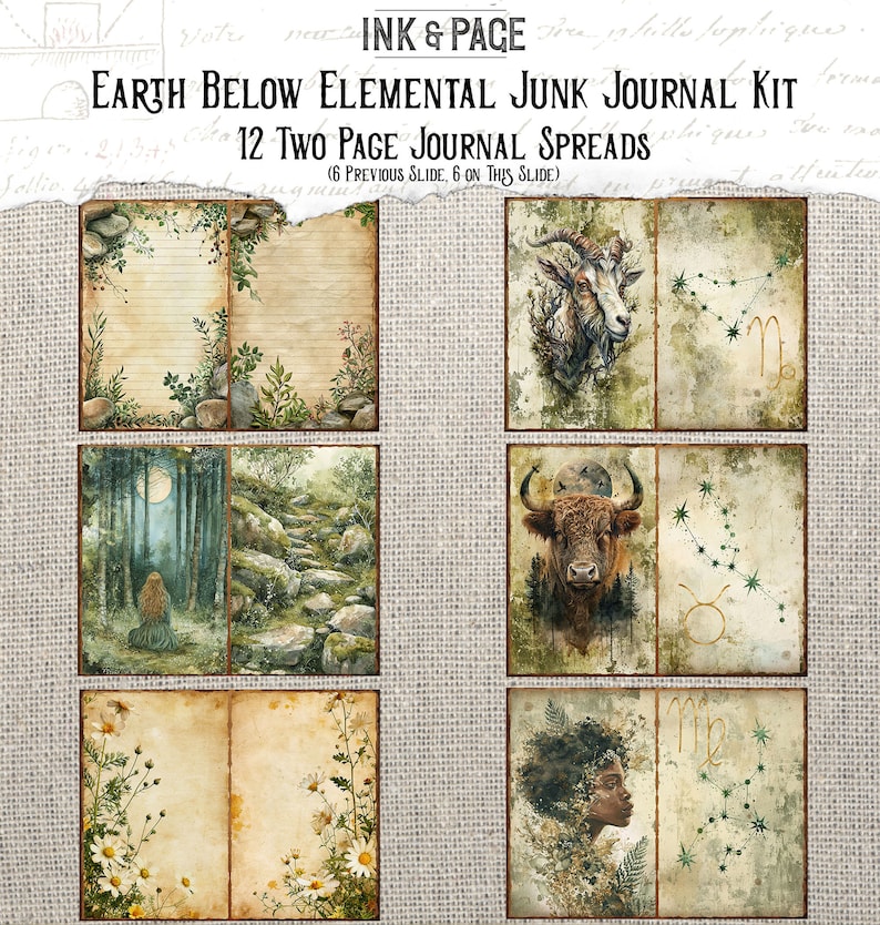 Earth Junk Journal Printable Four Elements Digital Download Green Witch ...
