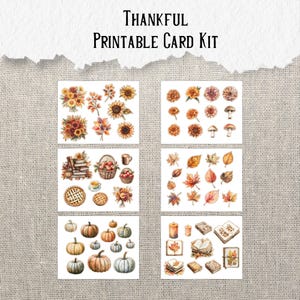 Thankful Printable Autumn A2 Card Kit Thanksgiving Digital Download ...