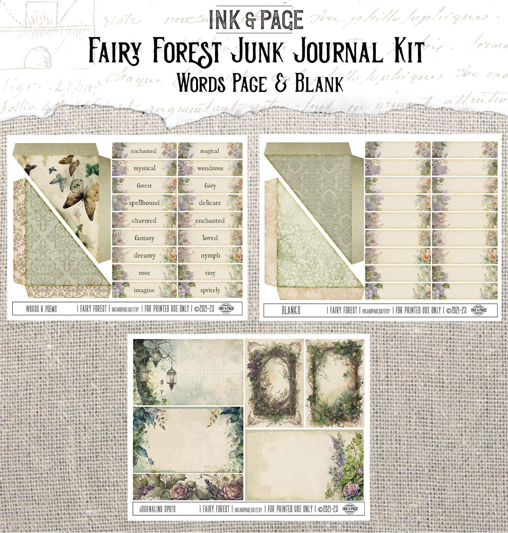 Fairy Forest Junk Journal Printable Kit Magical Fantasy Ephemera ...