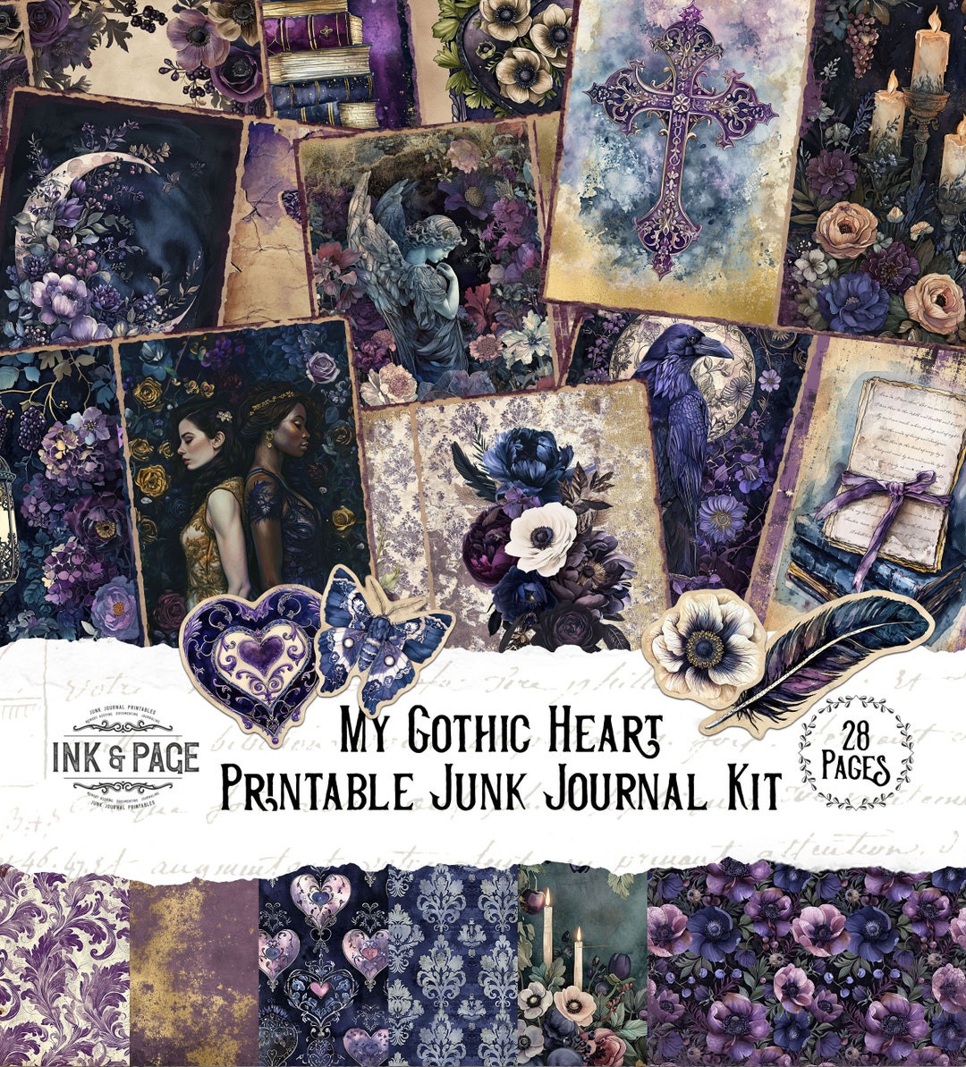 My Gothic Heart Junk Journal Printable Kit Dark Academia Digital ...
