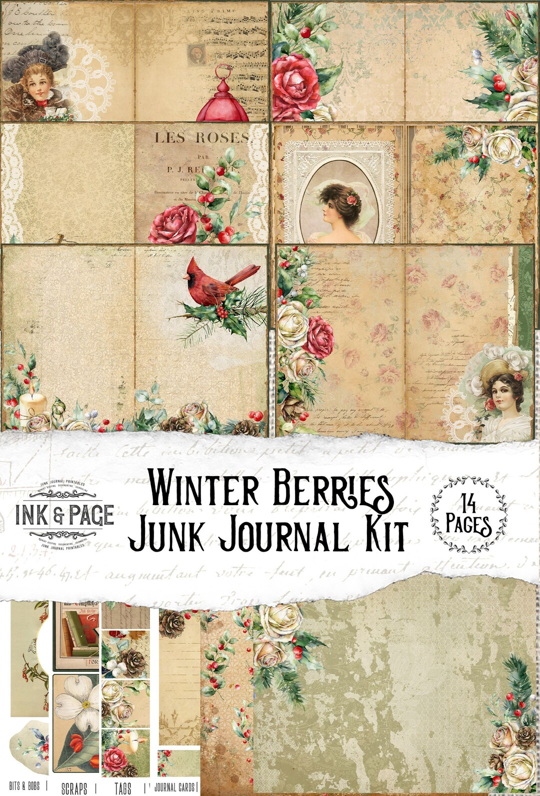 Winter Junk Journal Printable Christmas Vintage Digital Download ...