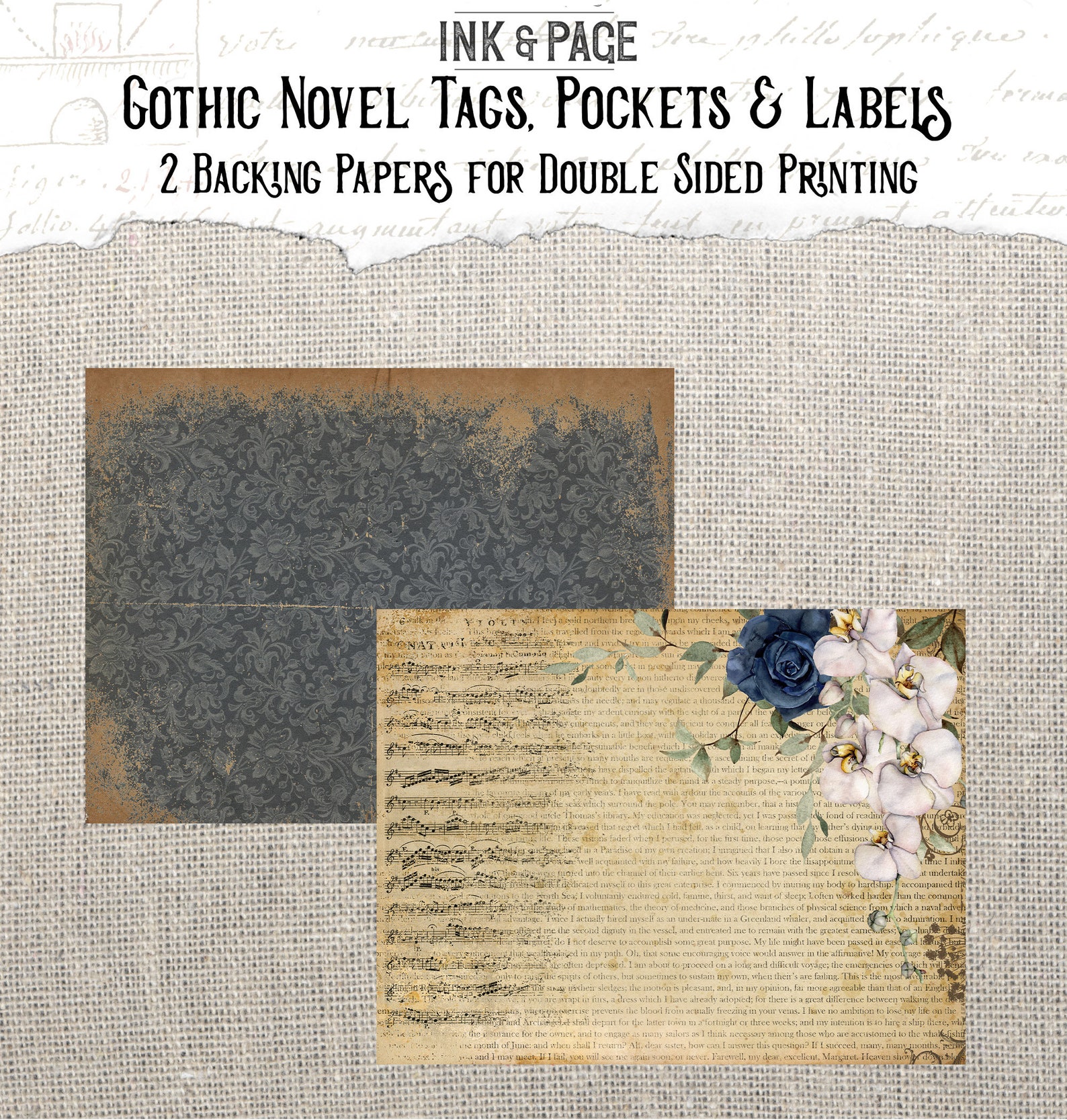 Gothic Novel Printable Tags Pockets Labels Ephemera Pack - Etsy