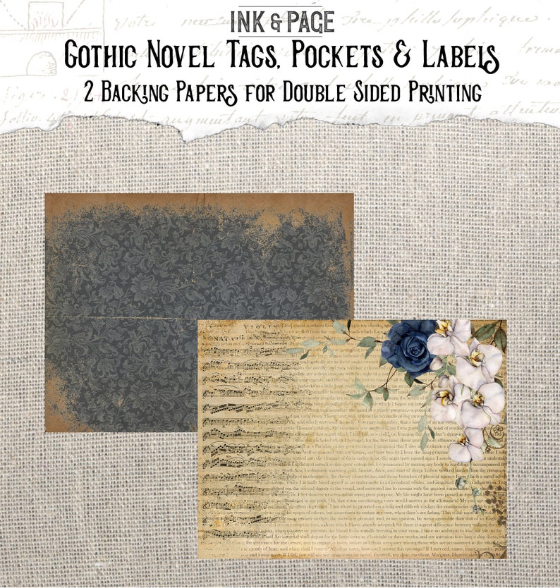 Gothic Novel Printable Tags Pockets Labels Ephemera Pack - Etsy