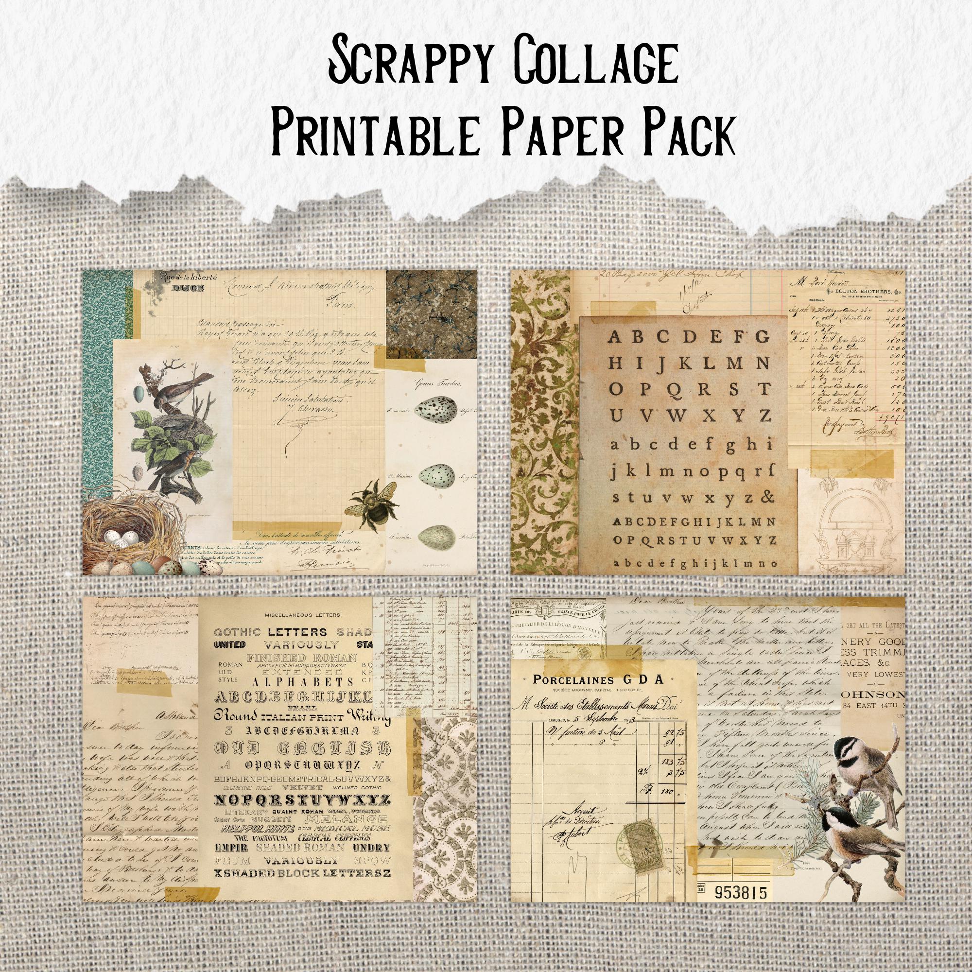 Scrappy Collage Papers — Layered Vintage Backgrounds for Junk Journals ...