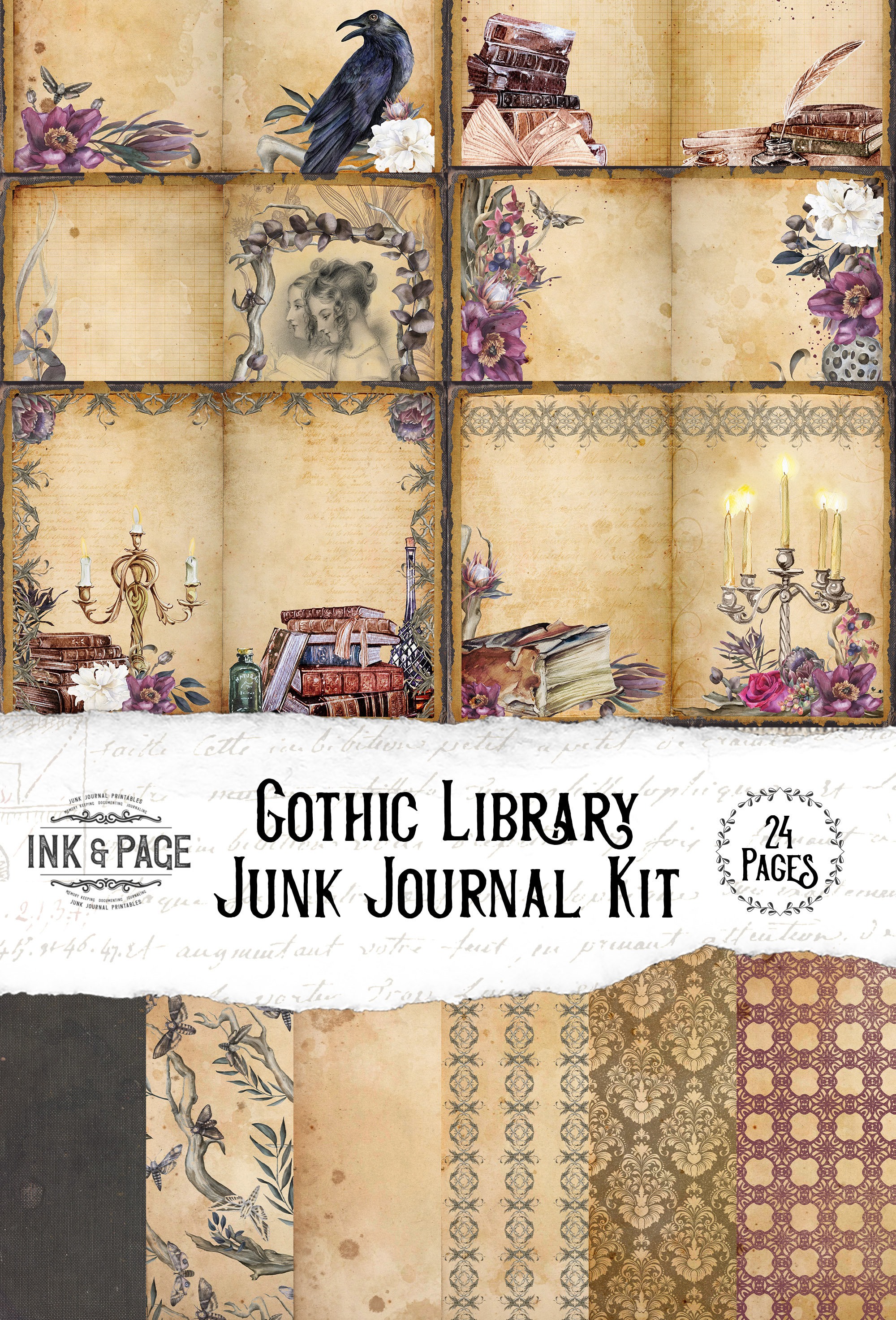 Gothic Library Printable Junk Journal Kit Dark Academia - Etsy