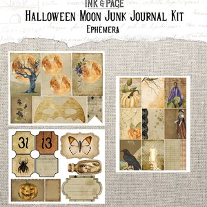 Beautiful Halloween Moon Printable Junk Journal Kit, Gothic, Vintage ...