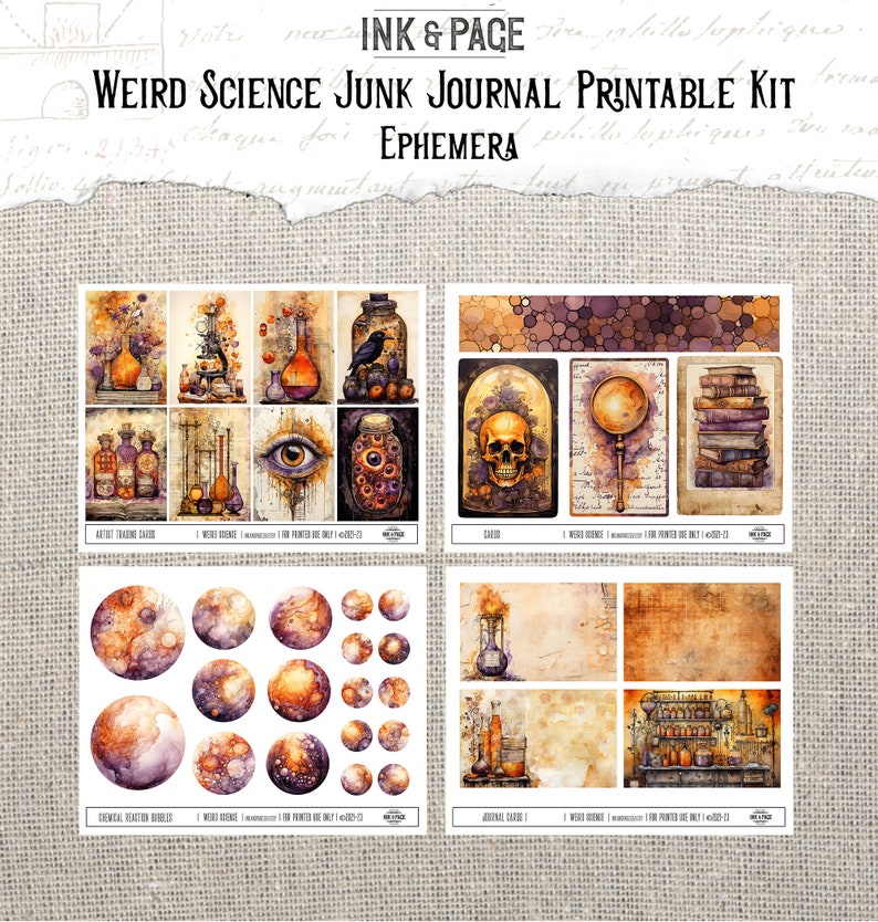 Weird Science Junk Journal Printable Kit Mad Scientist Digital Download ...