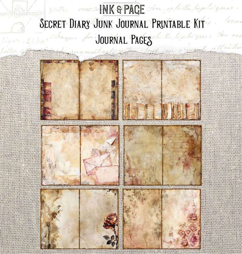 Secret Diary Junk Journal Printable Kit Vintage Grunge Digital Download ...