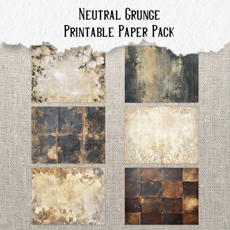 Neutral Grungy Printable Paper Pack Grungy Gothic Digital Download Junk ...
