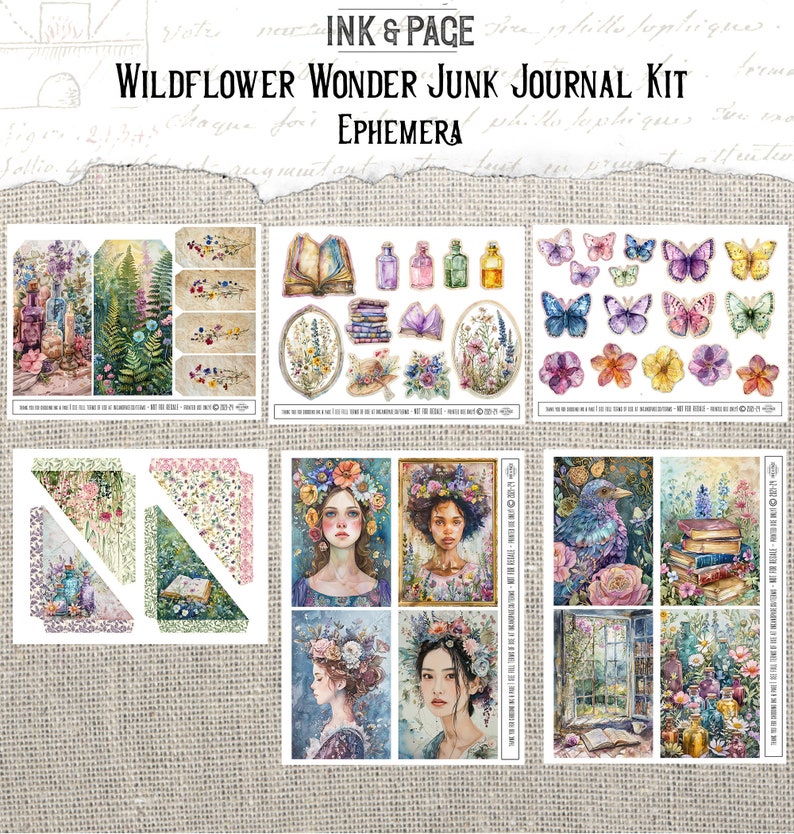 Wildflower Wonder Junk Journal Printable Botanical Ephemera Garden ...