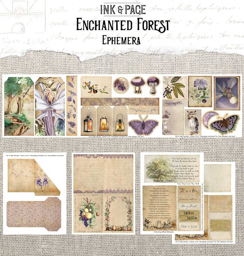 Enchanted Forest Junk Journal Printable Kit Vintage Ephemera - Etsy