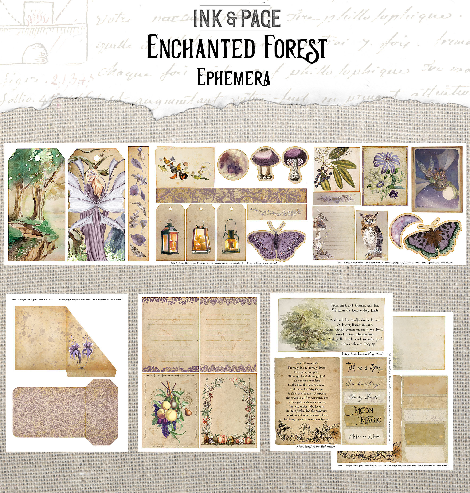 Paper Scrapbook Paper Enchanted Forest Printable Junk Journal Kit Fairy ...