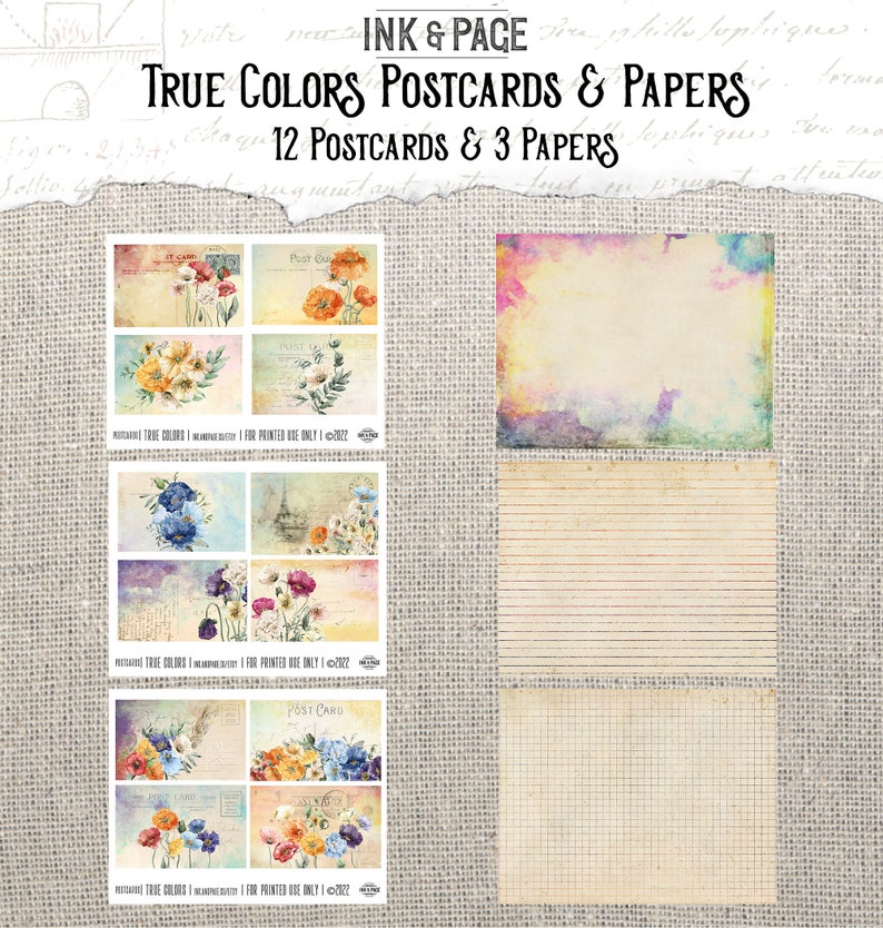 True Colors Postcards Printable Rainbow Floral Junk Journal - Etsy