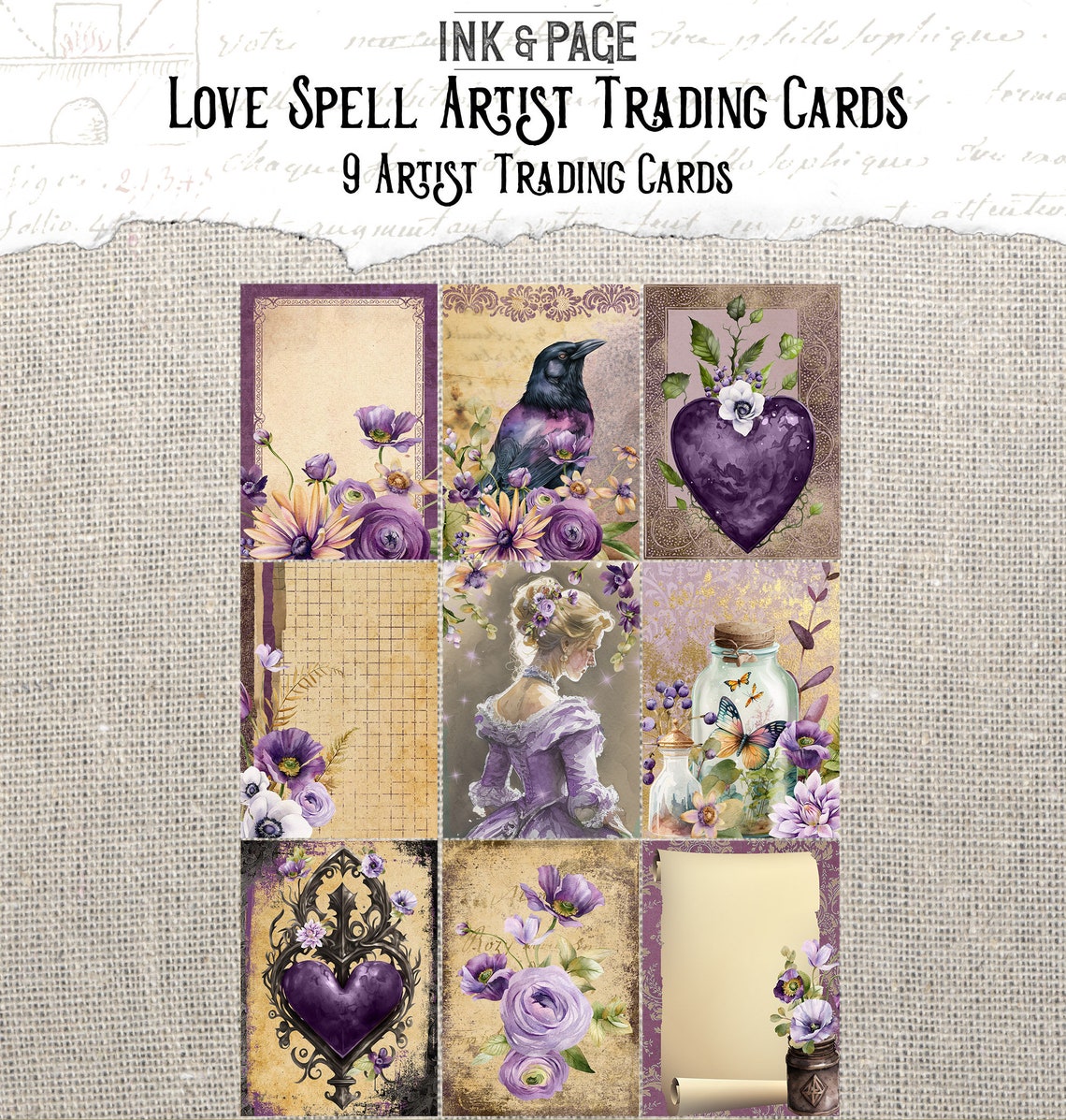 Love Spell Printable Atcs, Artist Trading Cards, Junk Journal Vintage ...