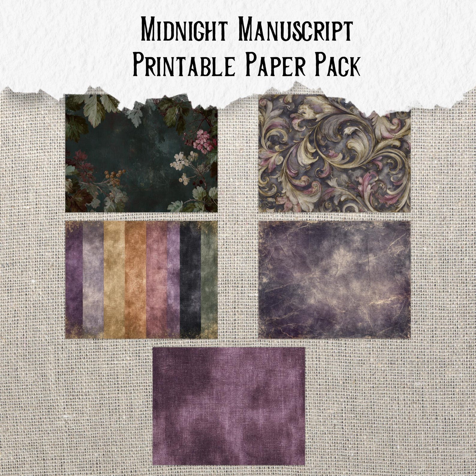 Midnight Manuscript Printable Paper Pack | Winter Academia Journal ...