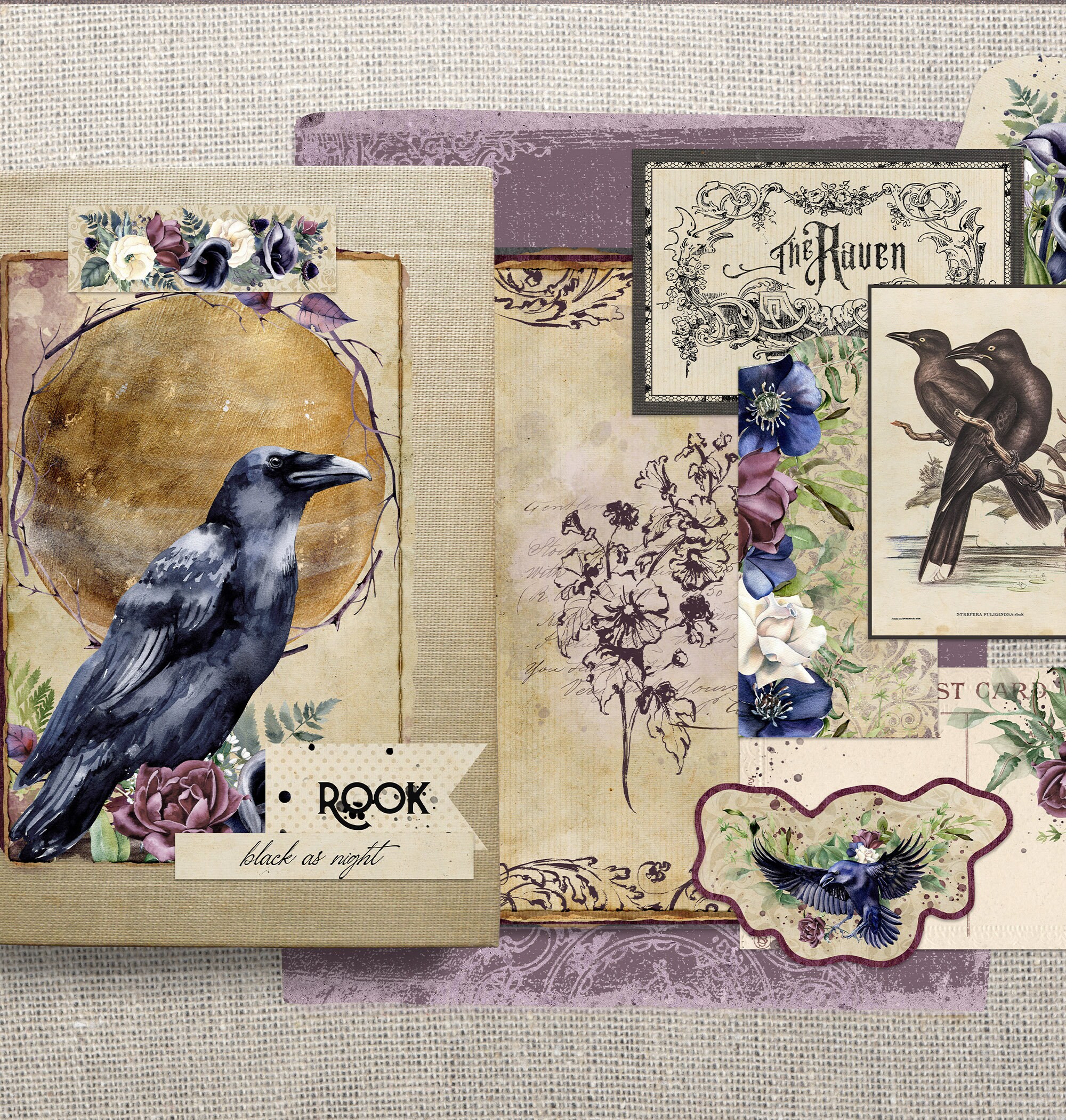 The Raven Junk Journal Printable Kit, Halloween, Dark Academia Digital ...