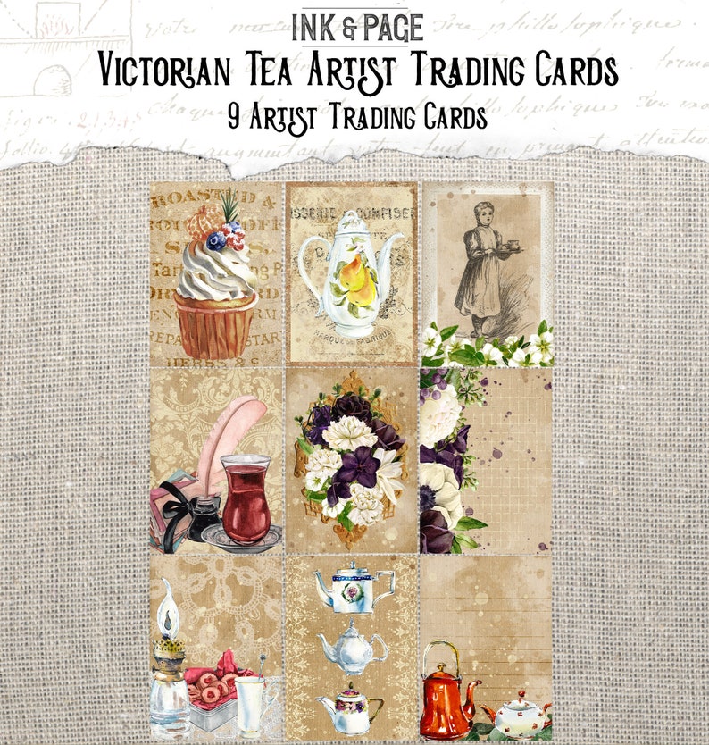 Victorian Tea Printable Atcs Artist Trading Cards Ephemera - Etsy