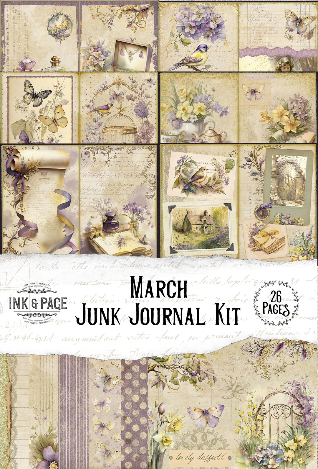 Daffodil & Violet Junk Journal Printable March Monthly Digital Download ...