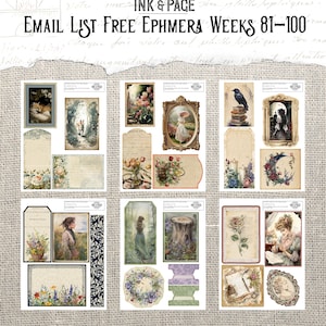 Junk Journal Free Ephemera, Freebies Pack 5, Weeks 81-100 From the Ink ...