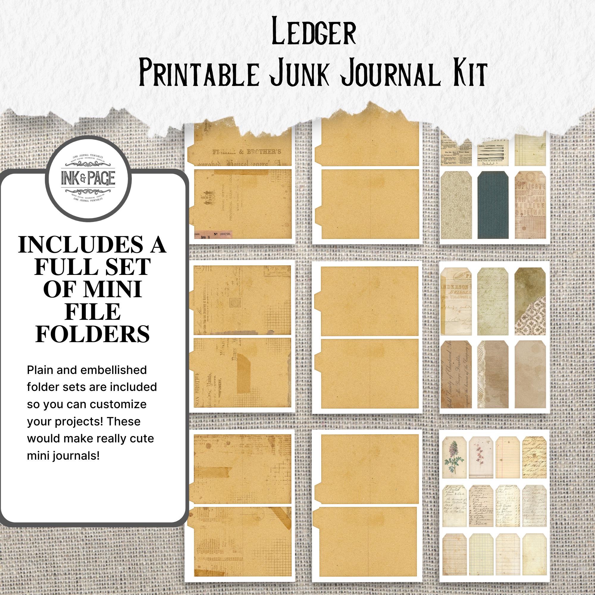 LEDGER Huge Junk Journal Printable Kit | Antique Journal Kit ...