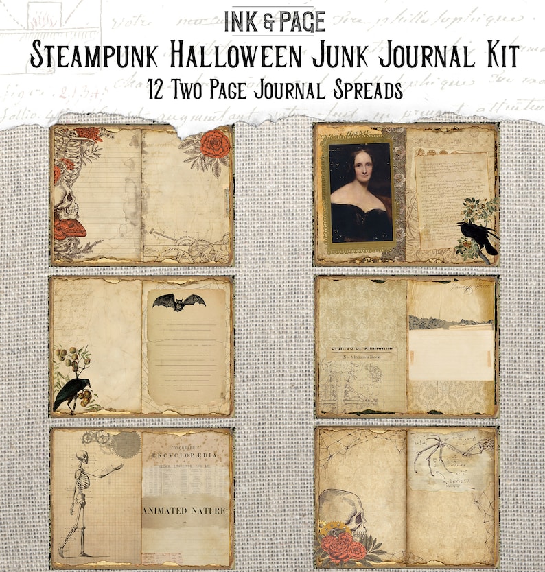 Steampunk Halloween Printable Junk Journal Kit Fall Autumn - Etsy