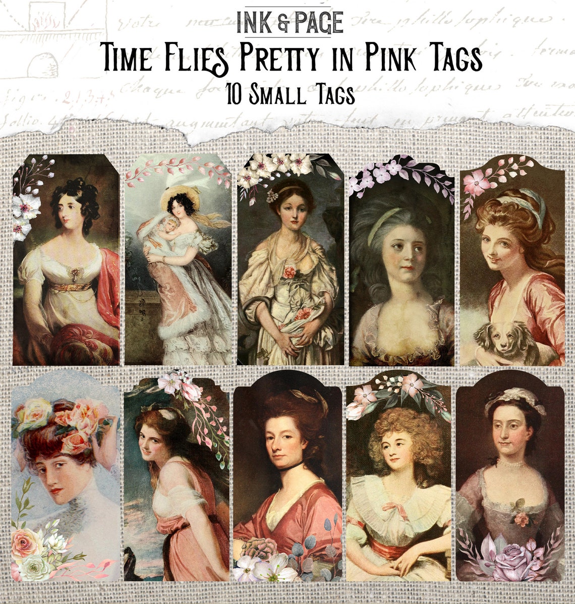 Beautiful Women Printable Vintage Tags, Pretty Pink Ephemera, Antique ...