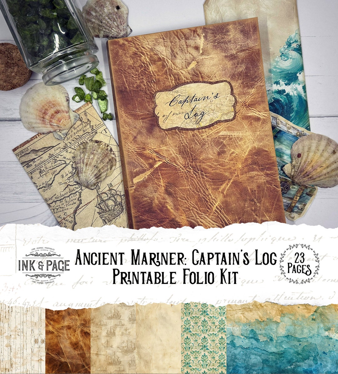 Captain's Log Printable Folio Ancient Mariner Ephemera Junk Journal ...