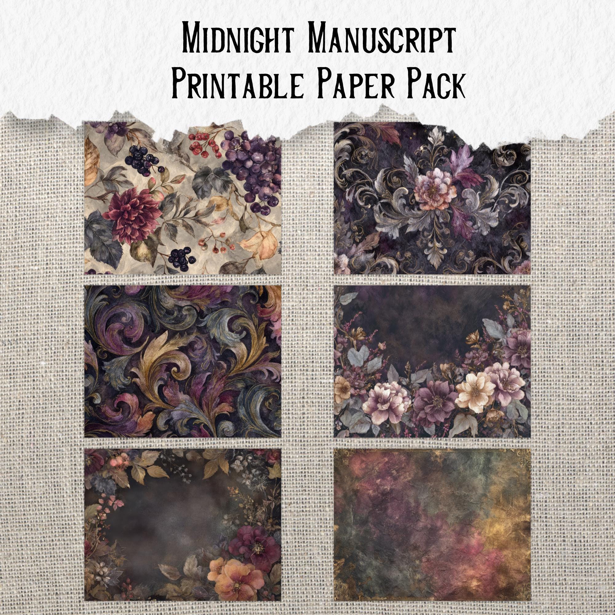 Midnight Manuscript Printable Paper Pack | Winter Academia Journal ...