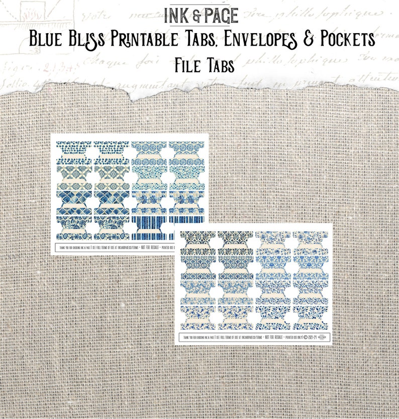 Blue Bliss Printable Ephemera Junk Journal Kit Envelopes Digital ...