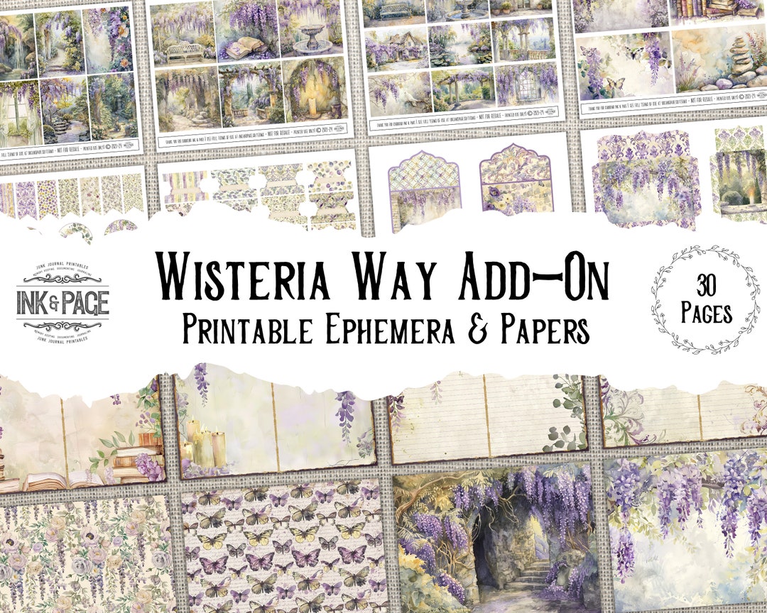 Wisteria Way Printable Ephemera Junk Journal Add-on Kit Botanical ...