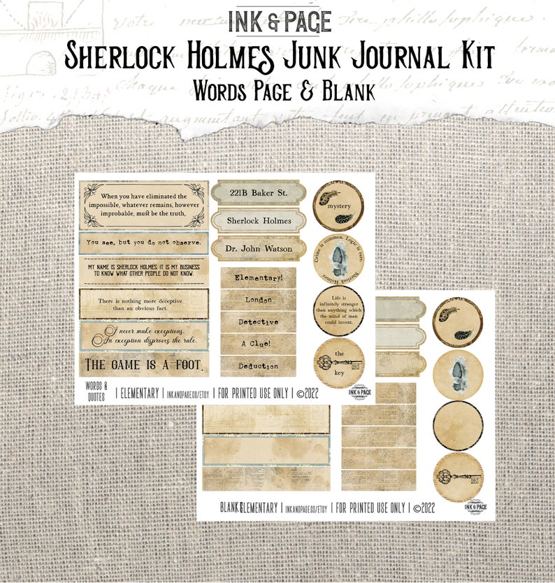 Sherlock Holmes Junk Journal Printable Kit Vintage Detective - Etsy