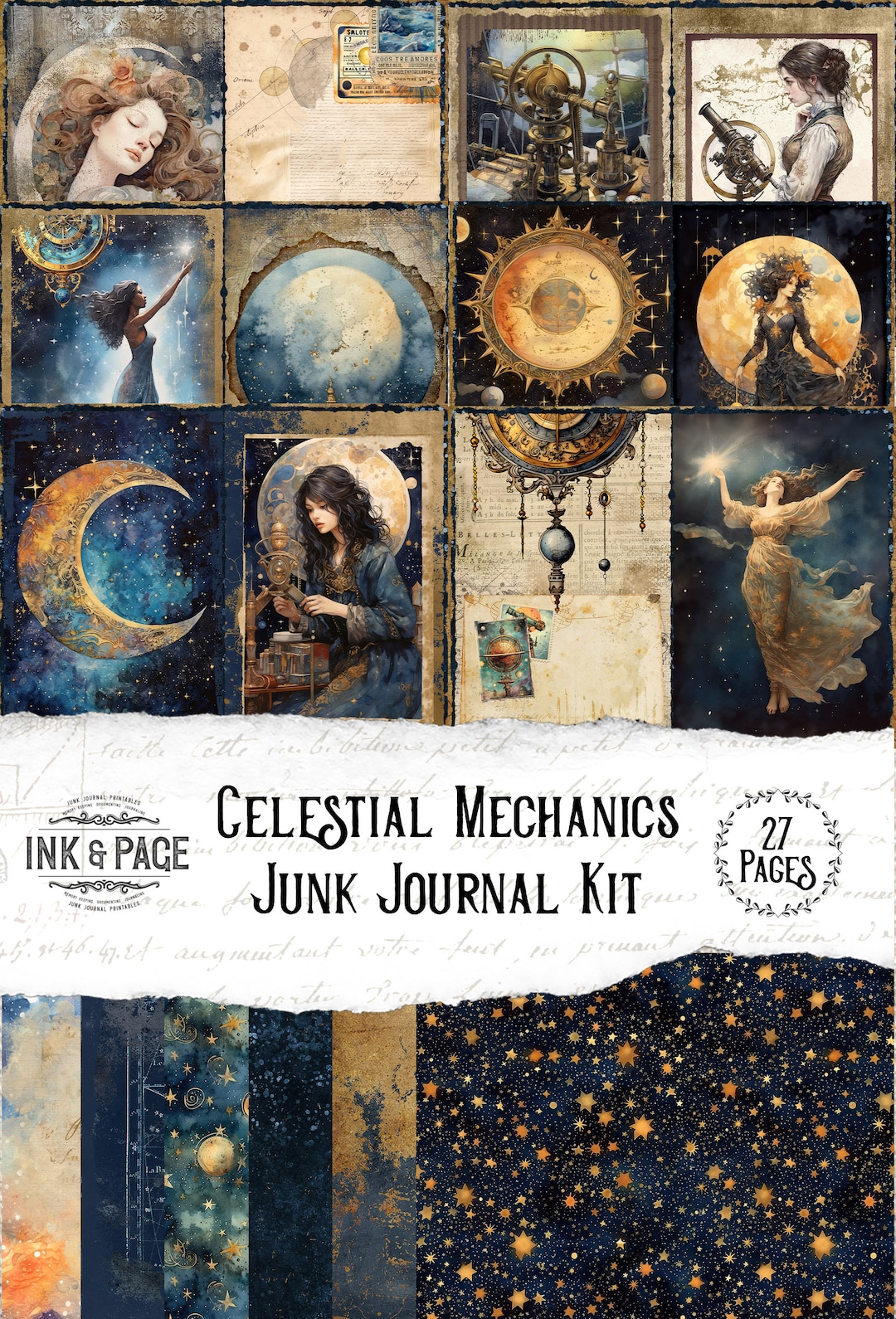 Celestial Mechanics Junk Journal Printable Kit Vintage Moon Journaling ...