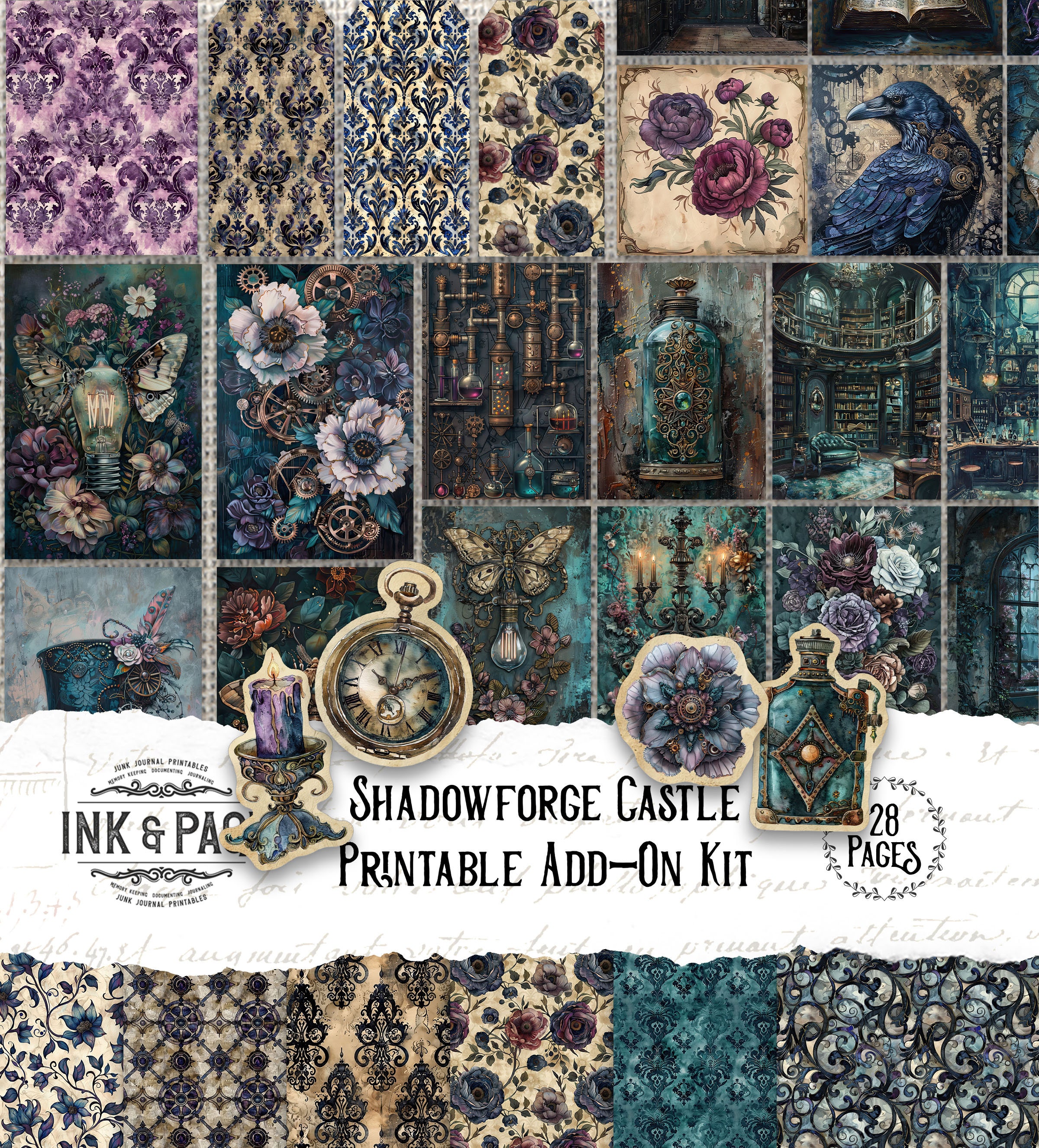 Shadowforge Castle Printable Steampunk Ephemera Add-on Gothic Digital ...