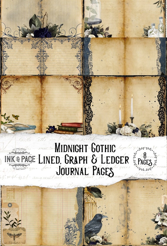 Midnight Gothic Printable Lined Junk Journal Pages Dark - Etsy