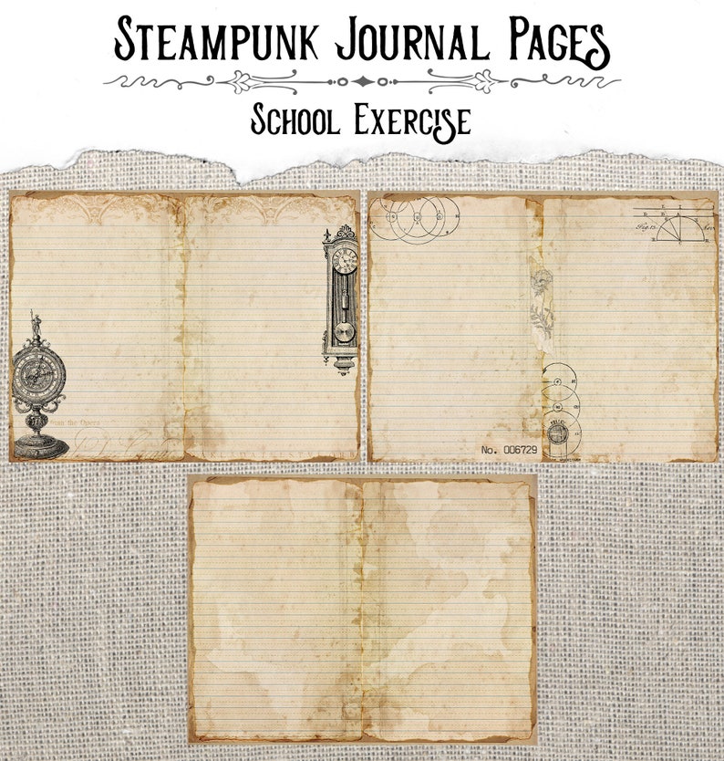 Printable Steampunk Junk Journal Pages and Tea Stained Paper, Victorian ...