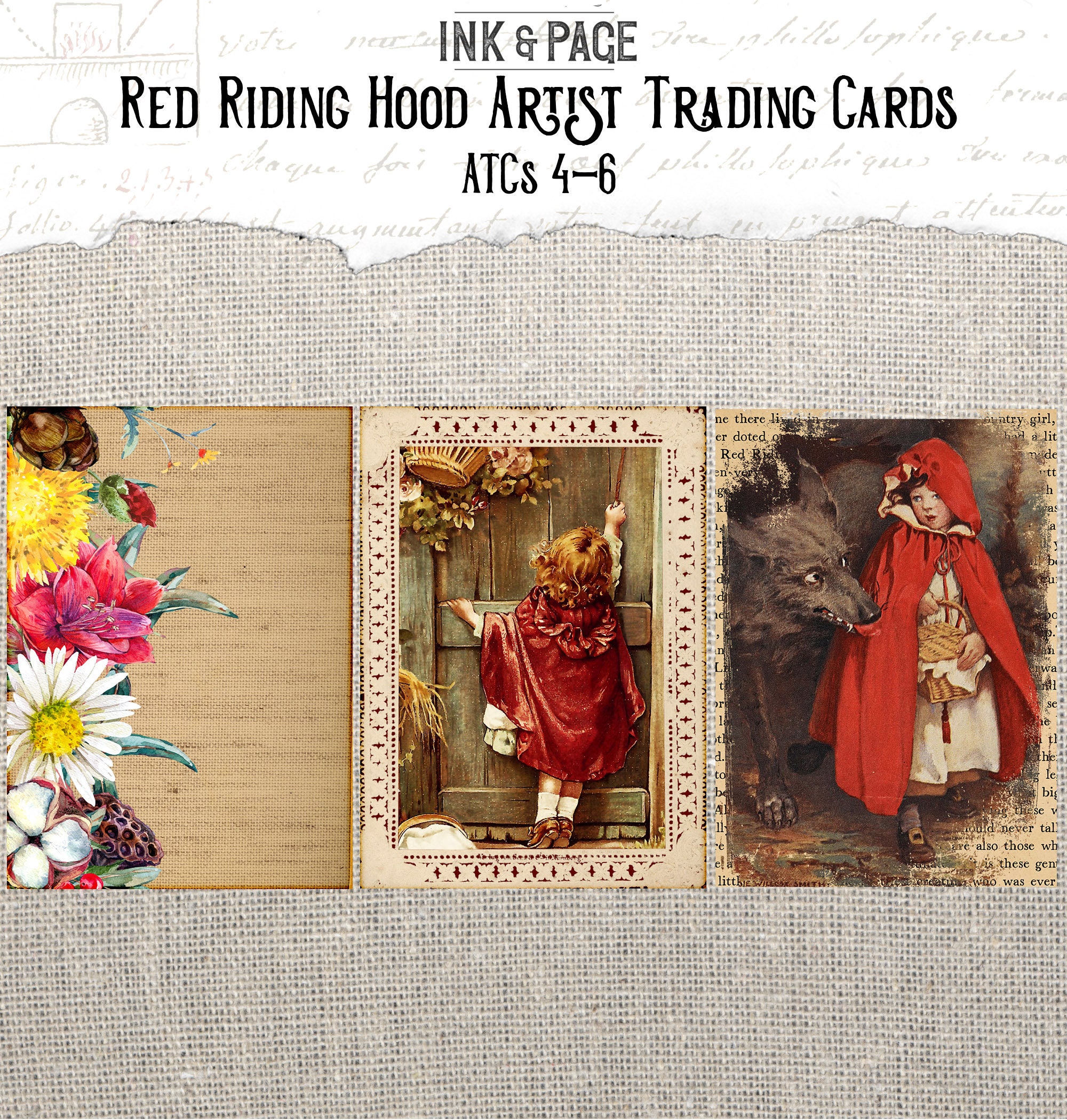 Artist Trading Cards Little Red Riding Hood Printable Junk Journal Atcs ...