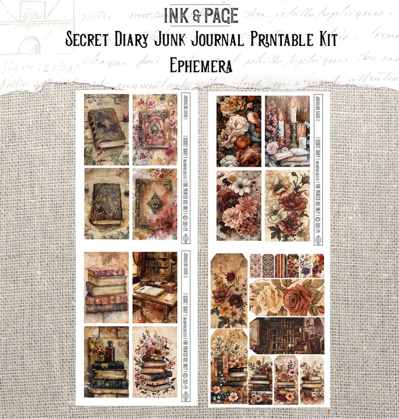 Secret Diary Junk Journal Printable Kit Vintage Grunge Digital Download ...