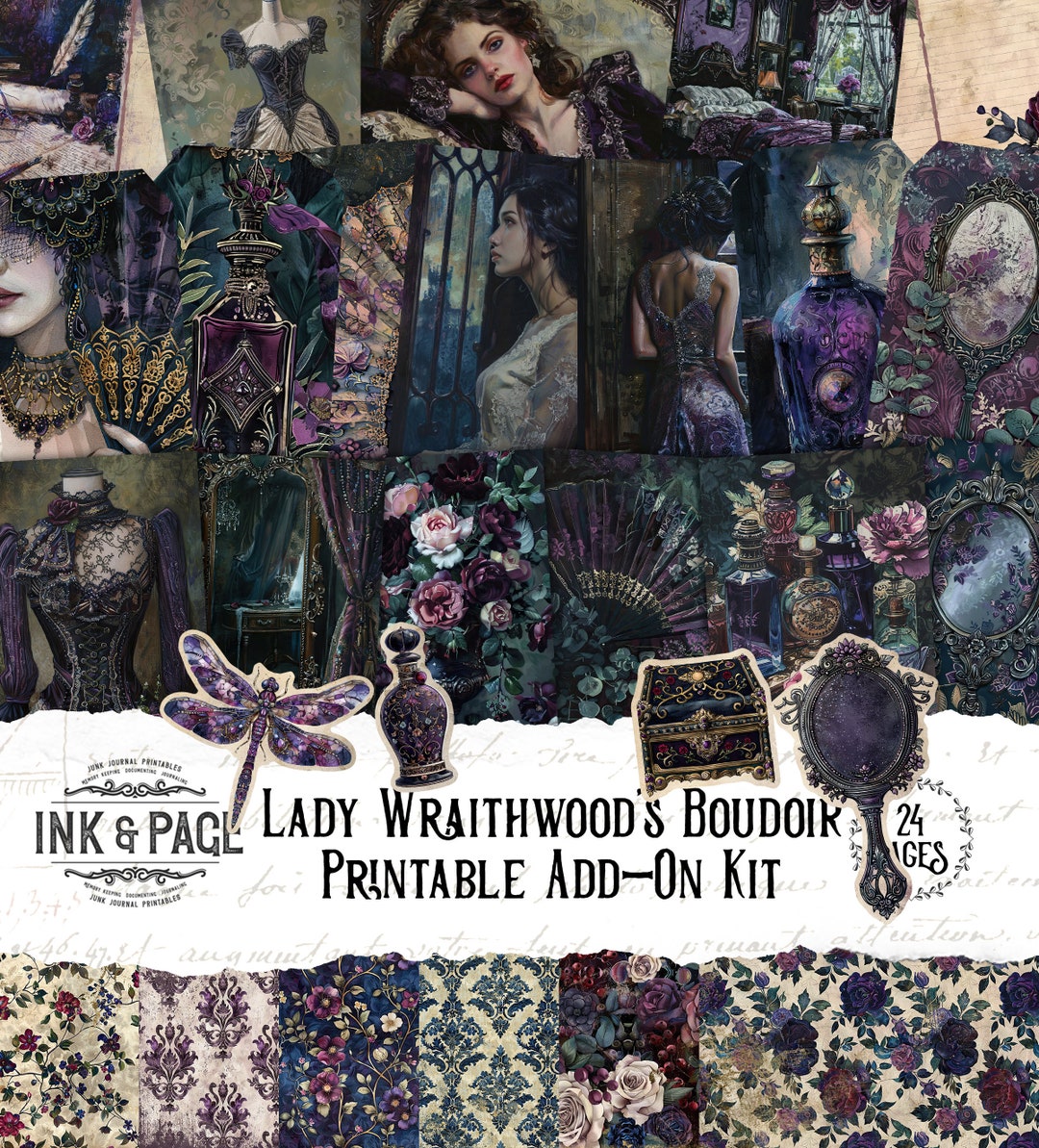 Lady Wraithwood's Boudoir Add-on Printable Kit Gothic Junk Journal ...