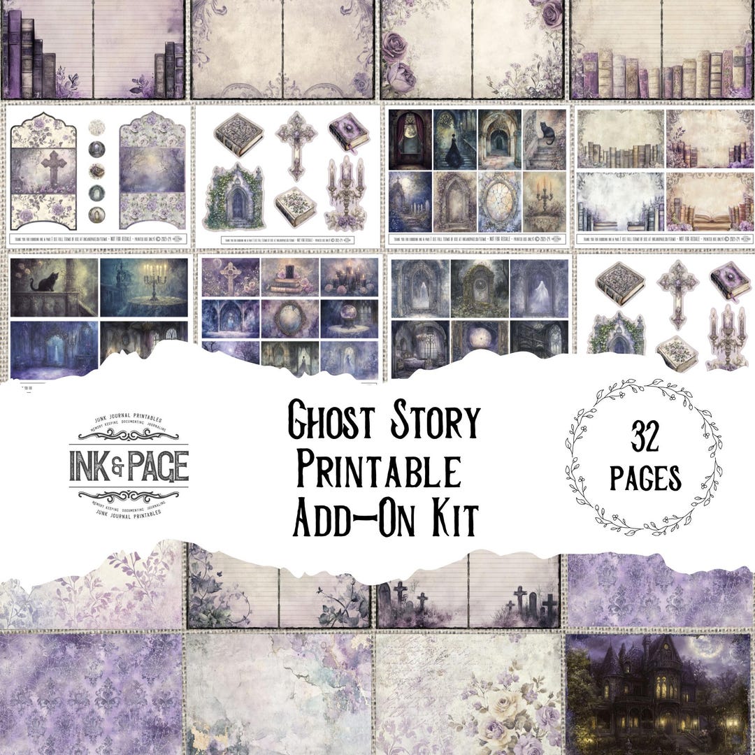 Ghost Story Printable Ephemera Add-on Junk Journal Kit Haunted House ...