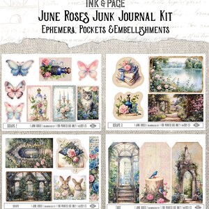 June Junk Journal Printable Kit Rose Birth Month Digital Download ...