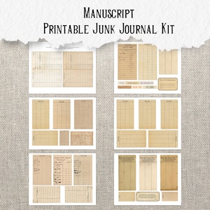 Library Checkout Cards and Pockets Manuscript Printable Ephemera Grungy ...